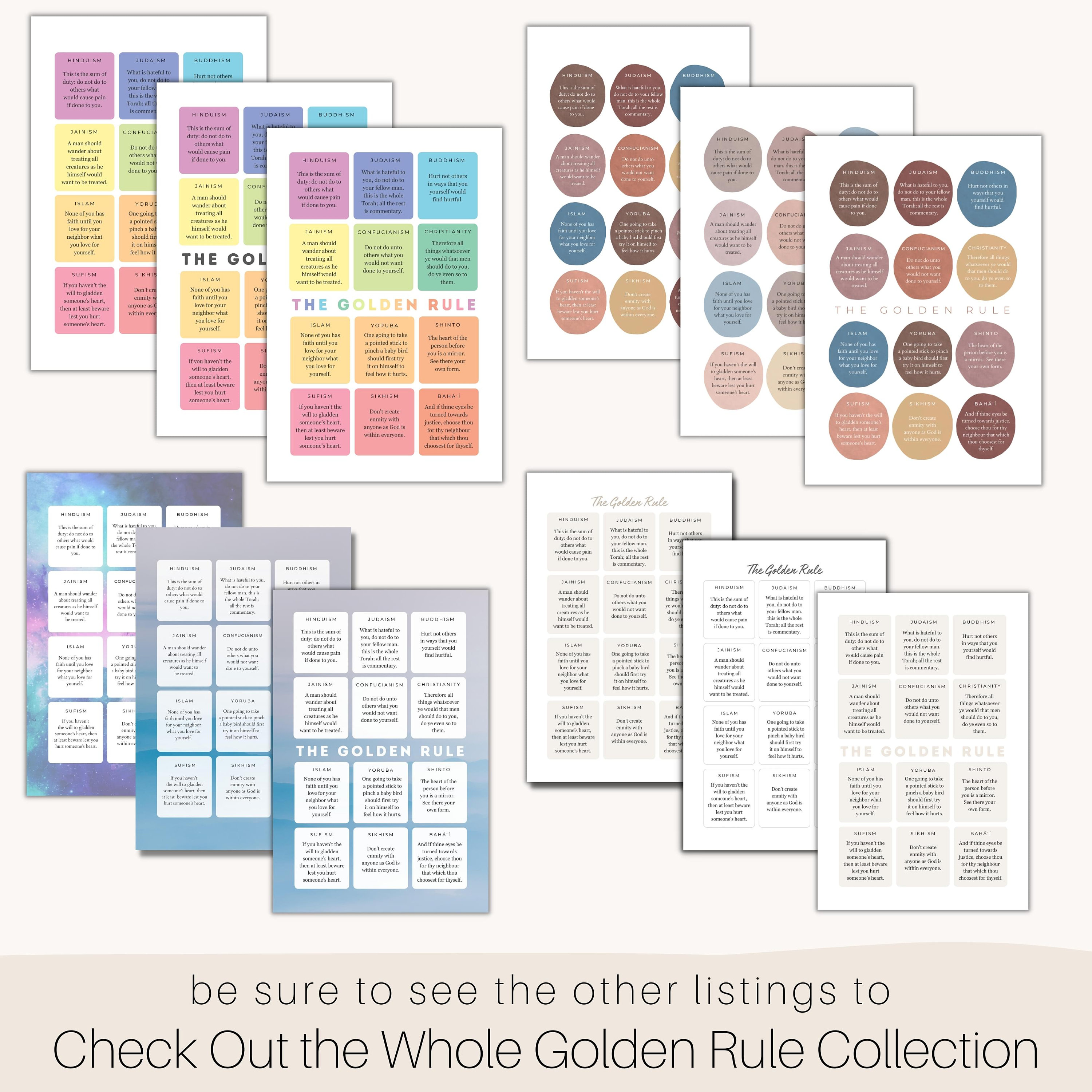 Golden Rule Poster Printables Rainbow Colorful Wall Art Instant ...