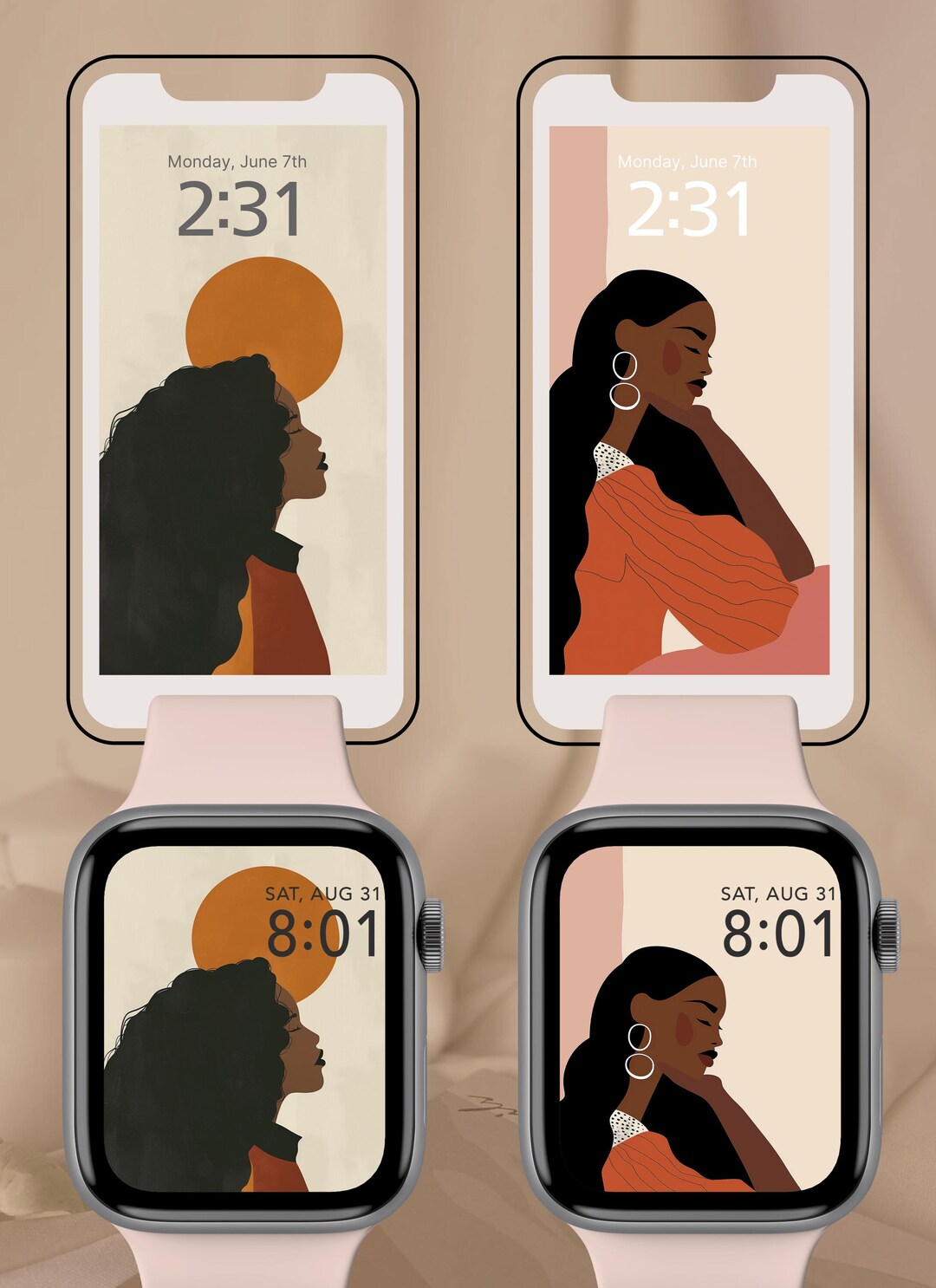 Strong Black Beauty Fashion Phone Wallpaper Background and Watch Face ...