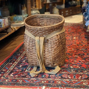 Antique Large Splint Wood Adirondack Pack Basket- Rustic Trapper Basket ...