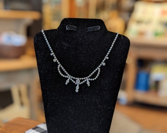 Jay Flex STERLING Silver White Rhinestone Necklace 1950s - Etsy