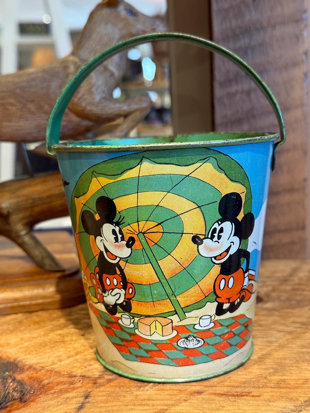 Vintage Ohio Art Walt Disney Mickey & Minnie Tin Litho Sand Bucket C ...