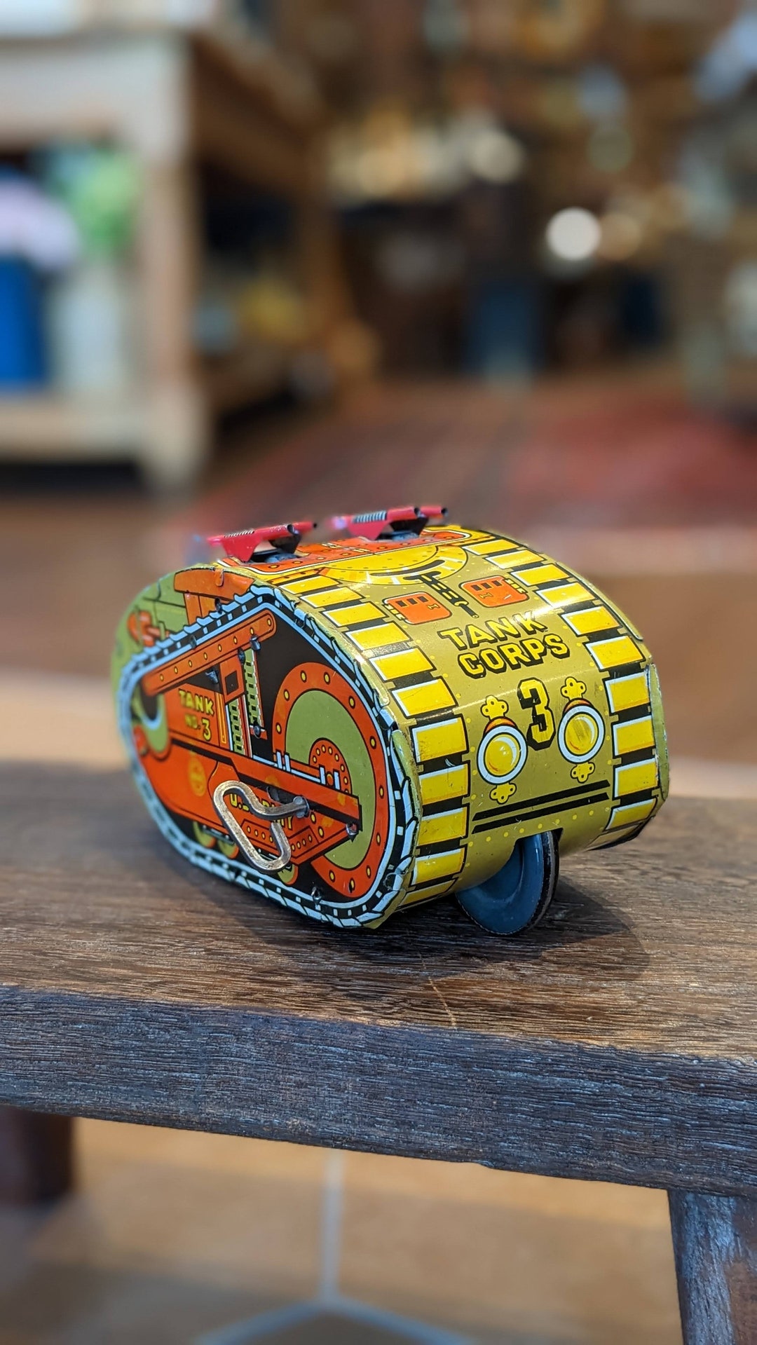 Vintage Marx Tin Lithographed Tank Corps 3 Wind up Tank Toy- Mech Works ...