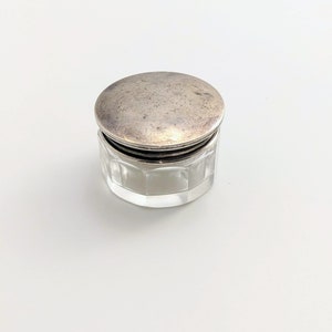 Round Ribbed Cut Glass Vanity Jar With Sterling Lid, Collectable ...