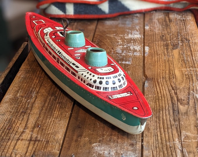 1940s Wolverine Tin Lithograph Wind up Ocean Liner Ship Toy - Etsy