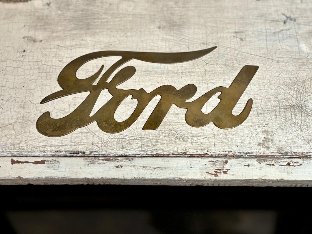 Vintage Brass Ford Script Emblem - Etsy