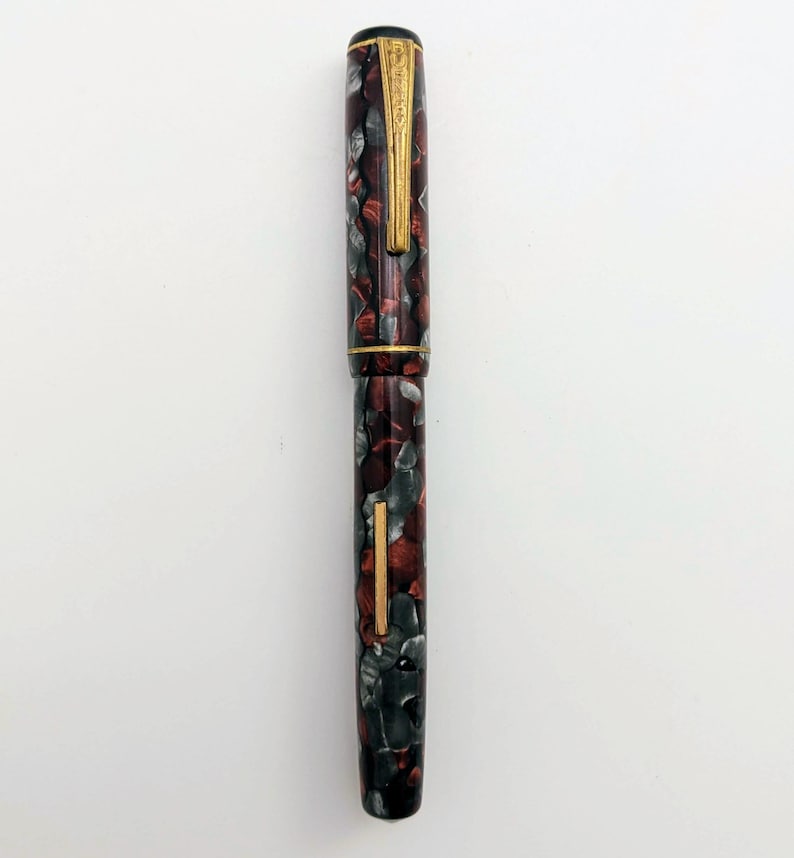 Vintage Burnham Fountain Pen, Maroon Marbled Finish, Collectable - Etsy