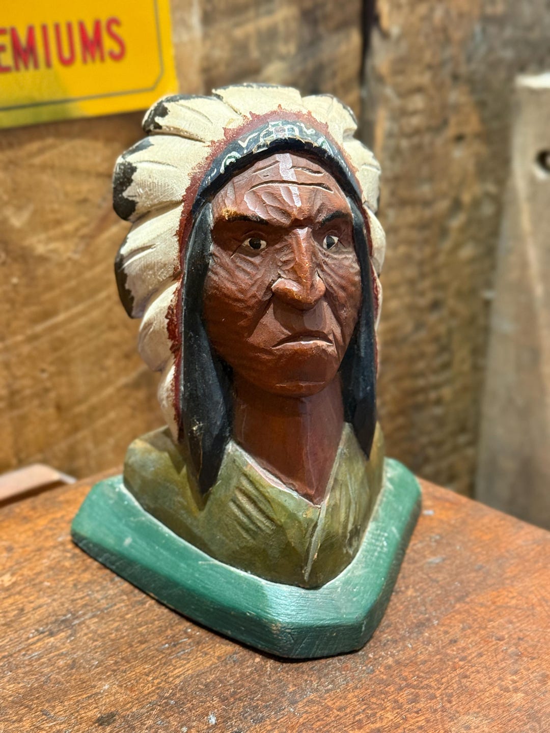 Early Folk Art Carved Native Chief Door Stop With Original Paint - Etsy