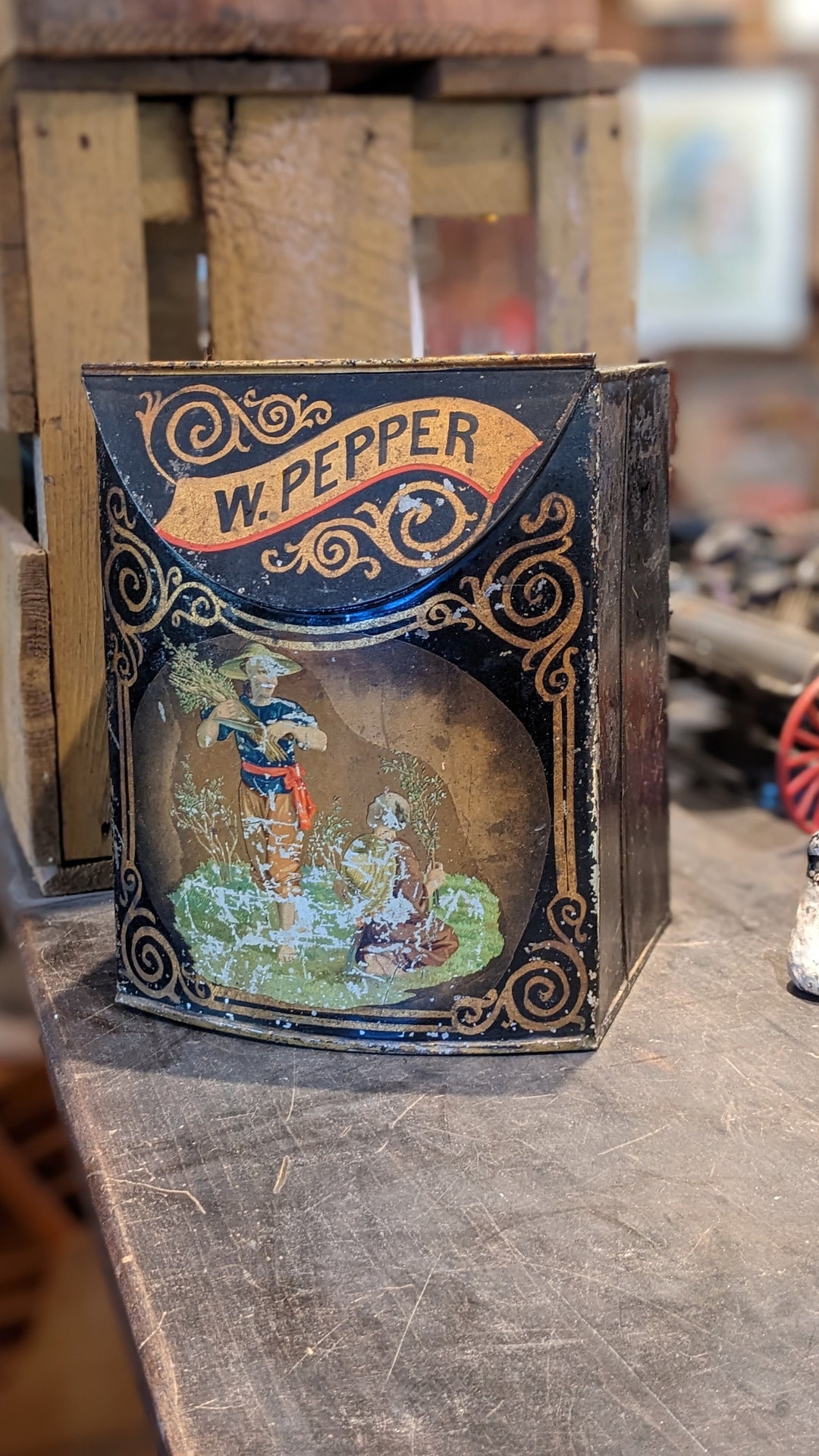 General Store Countertop Spice Tin- Pepper- Farmer Image, Advertising ...