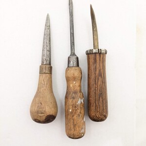 3 Vintage Wooden Handle Tools - Etsy