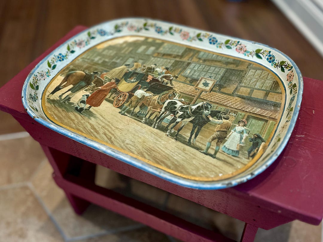 Vintage Serving Tray With Coach Scene C.1920 - Etsy