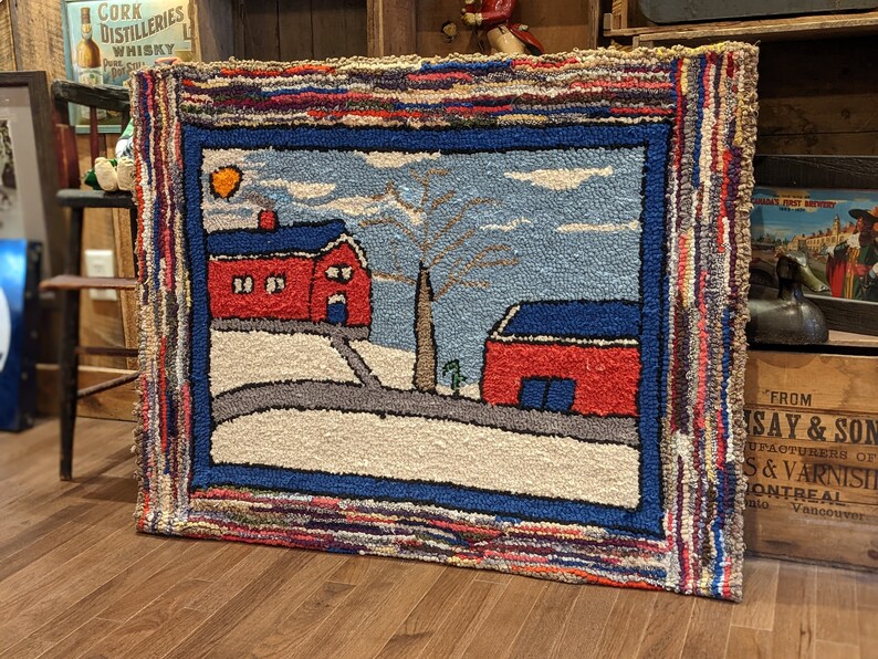 Vintage Folk Art Hand Hooked Rag Mat C.1940 - Etsy