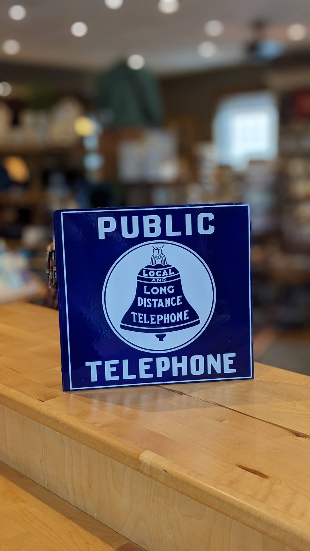 Porcelain Bell Public Telephone Long Distance Flange Sign, Collectable ...