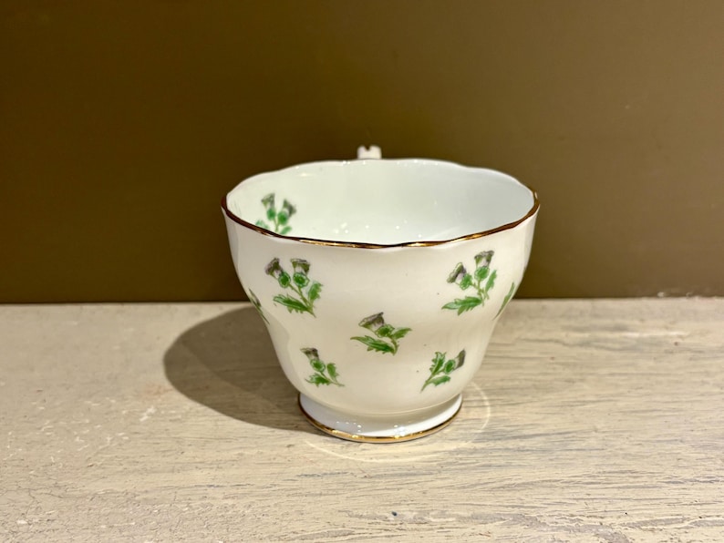 Taza de té y platillo vintage Aynsley con diseño de cardo escocés ...