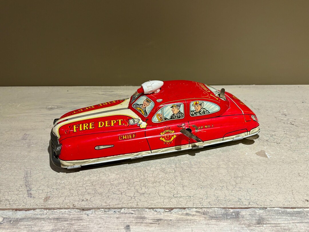 Vintage Marx Lithograph Wind-up Fire Chief Car - Etsy