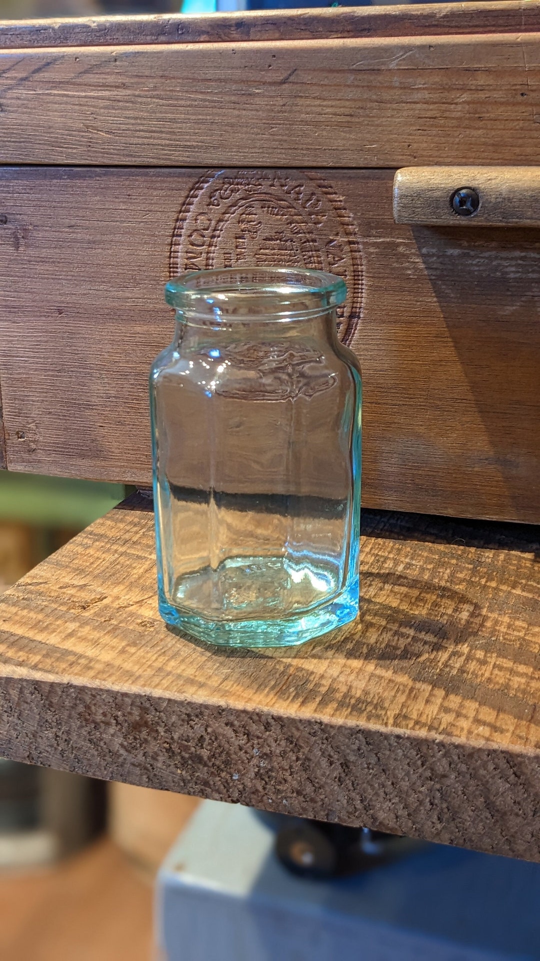 Antique Aqua Ribbed Glass Open Mouth Bottle - Etsy
