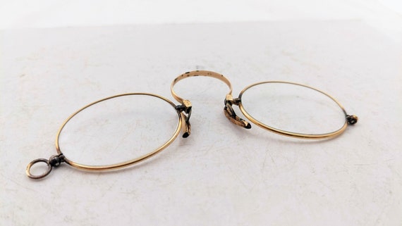 Antique Prince Nez 10K Gold Eye Glasses with Case, Co… - Gem