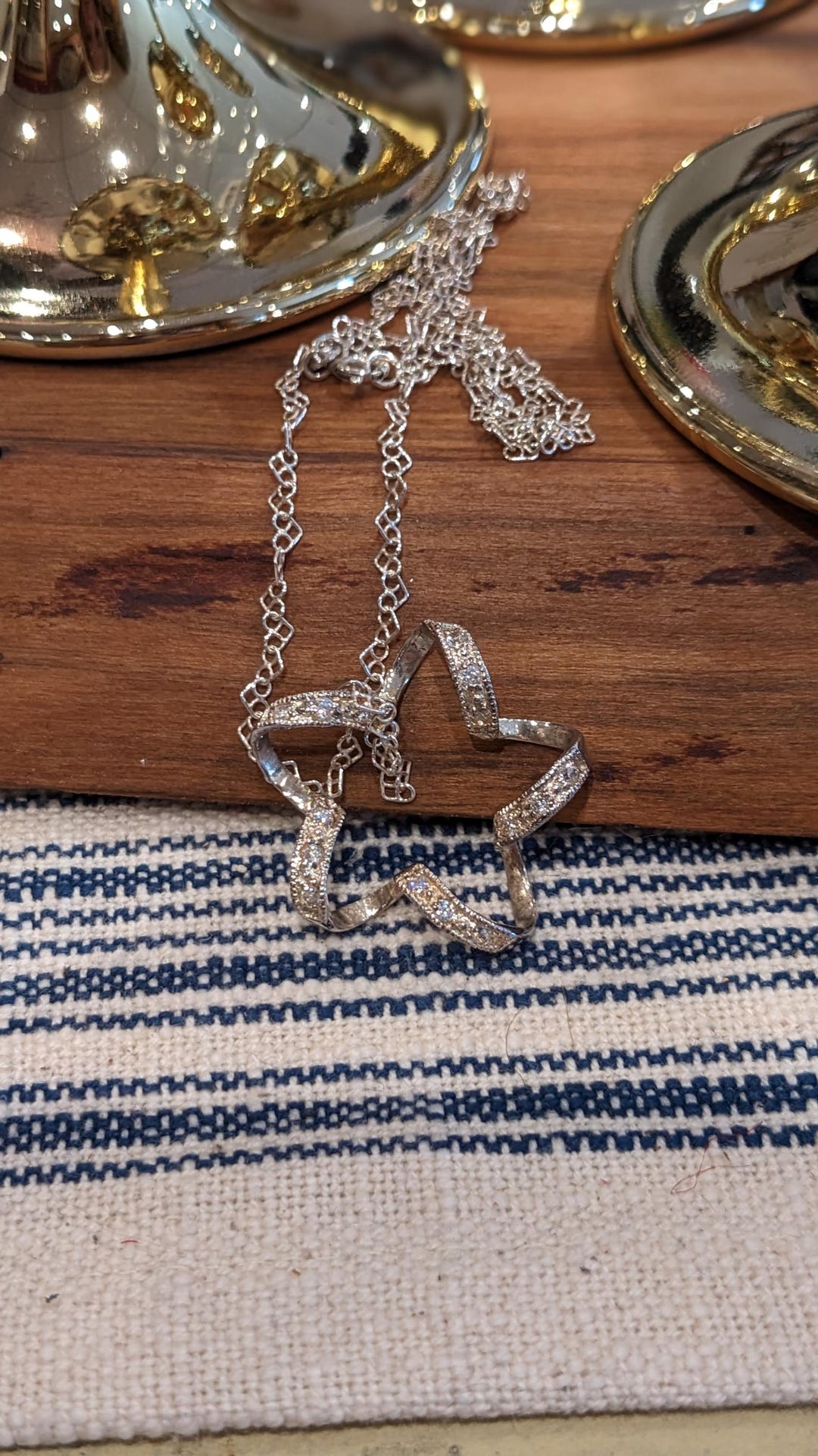 Sterling Silver Star Shaped Pendant and Necklace 18", Collectable ...