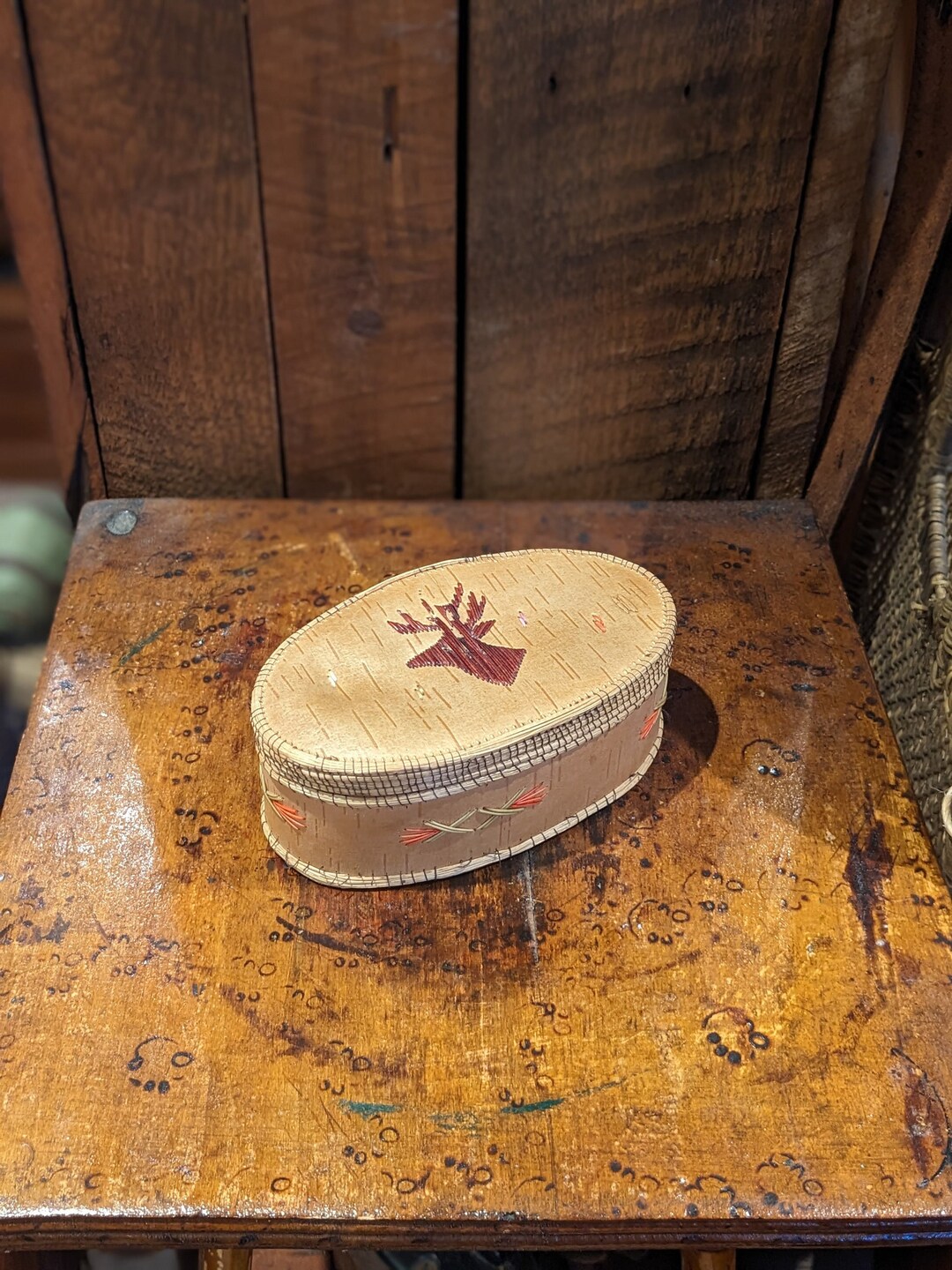 Vintage Quill Box With Image of a Deer/ Buck - Etsy