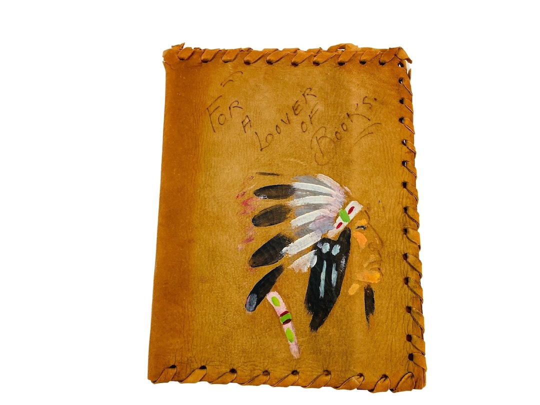 Antique Leather Book Cover With Native Motif - Etsy