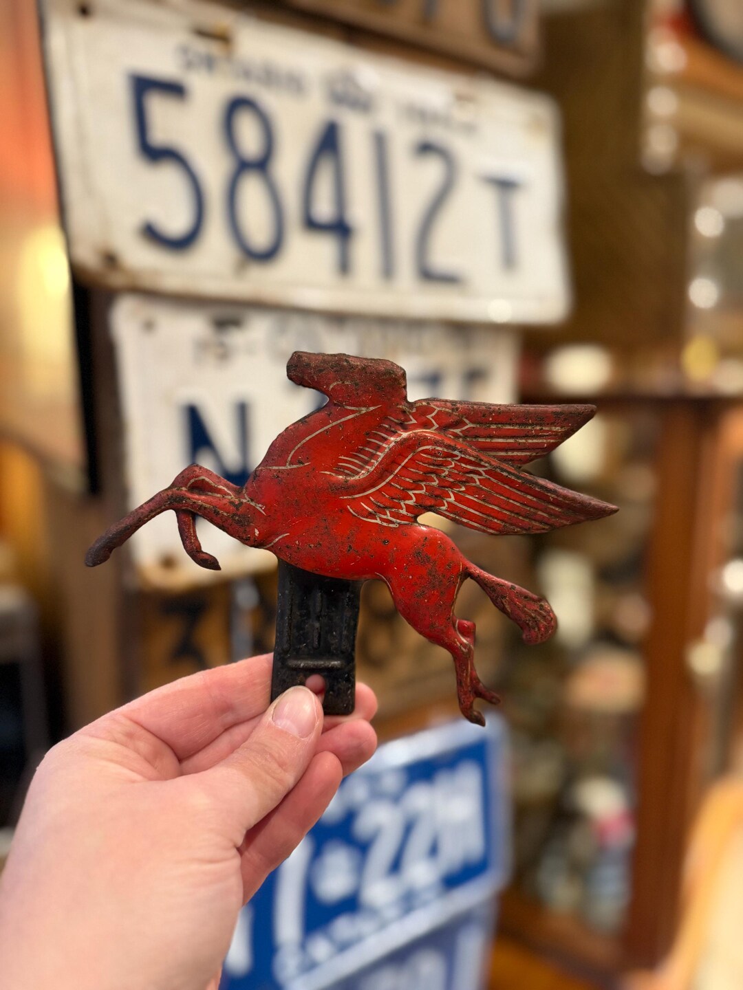 Vintage Mobil Pegasus License Plate Topper - Etsy