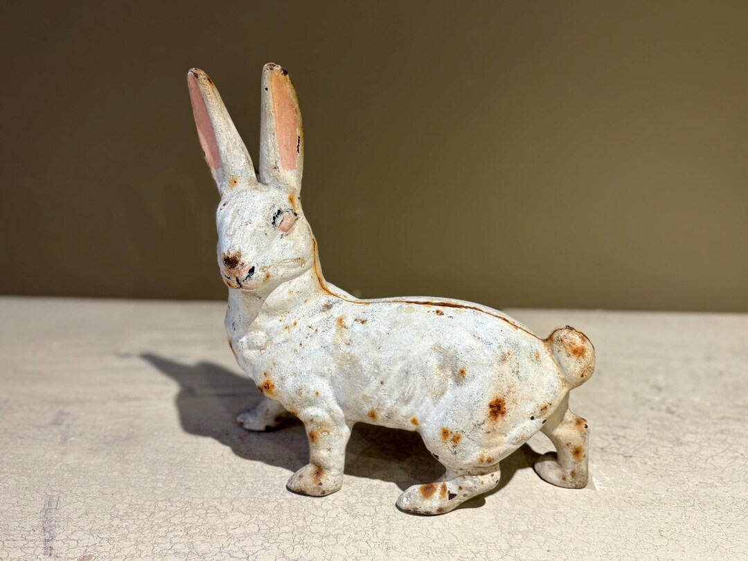 Antique Cast Iron Rabbit With Turned Head Door Stop - Etsy