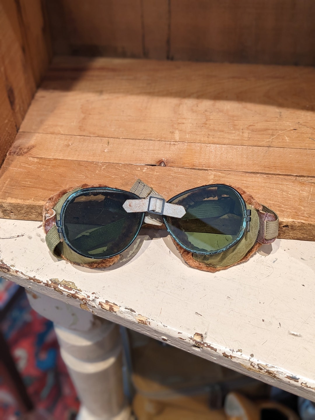 Vintage WWII Aviator Goggle Glasses - Etsy