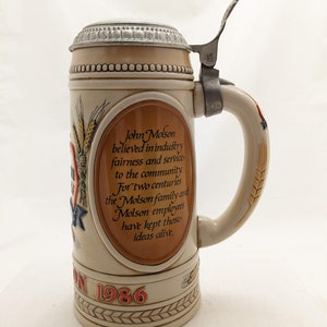 Vintage John Molson Beer Stein With Lid 1786-1886 - Etsy