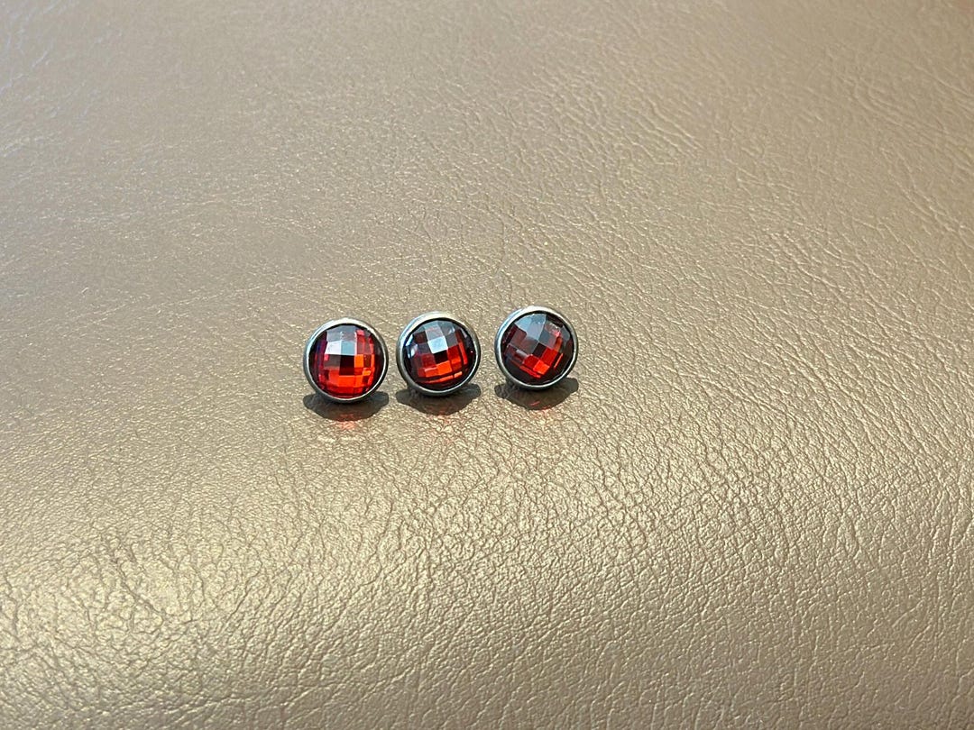 Ruby Glass Buttons With Sterling Silver Backs (set of 3) - Etsy