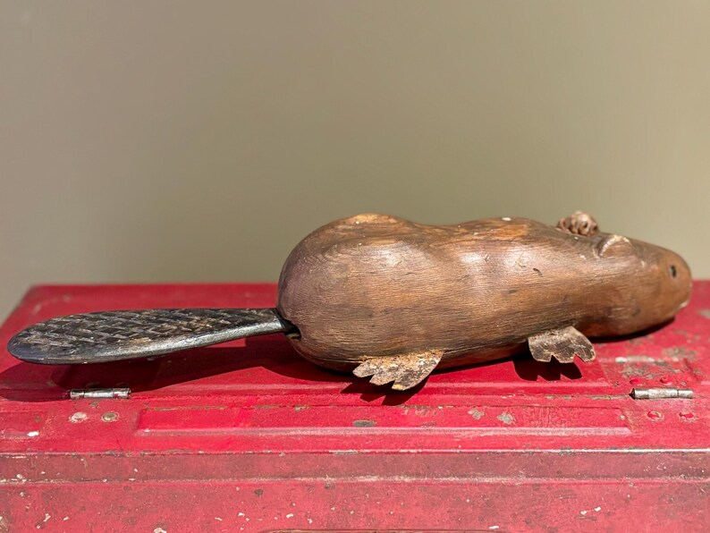 Large Vintage Folk Art Beaver Weighted Fishing Decoy - Etsy