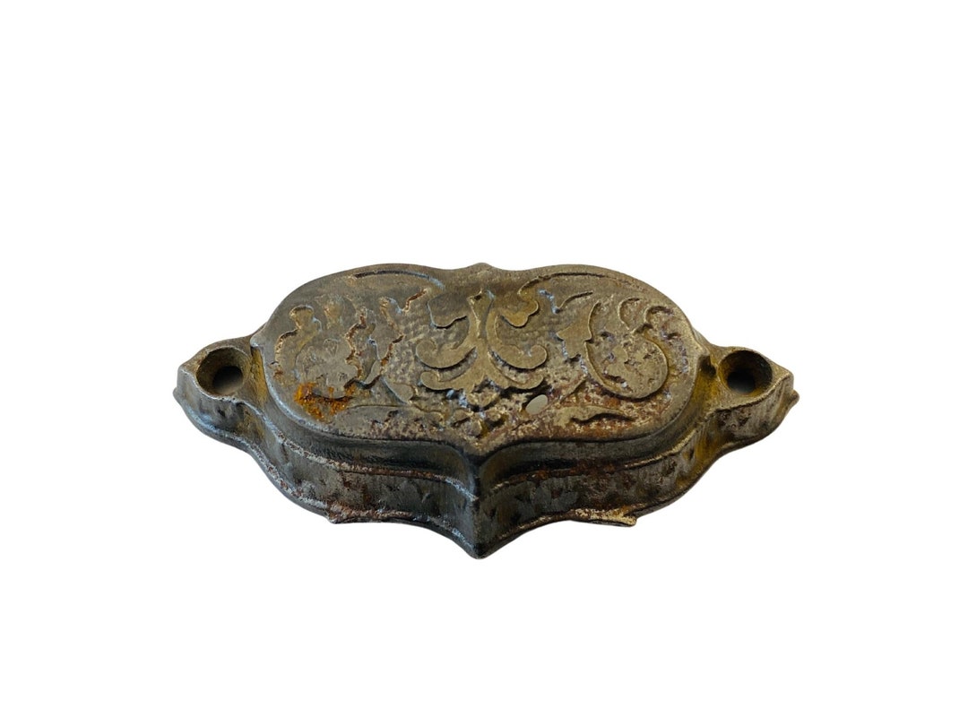 Cast Iron Drawer Handle - Antique Embossed Drawer Handle - Etsy