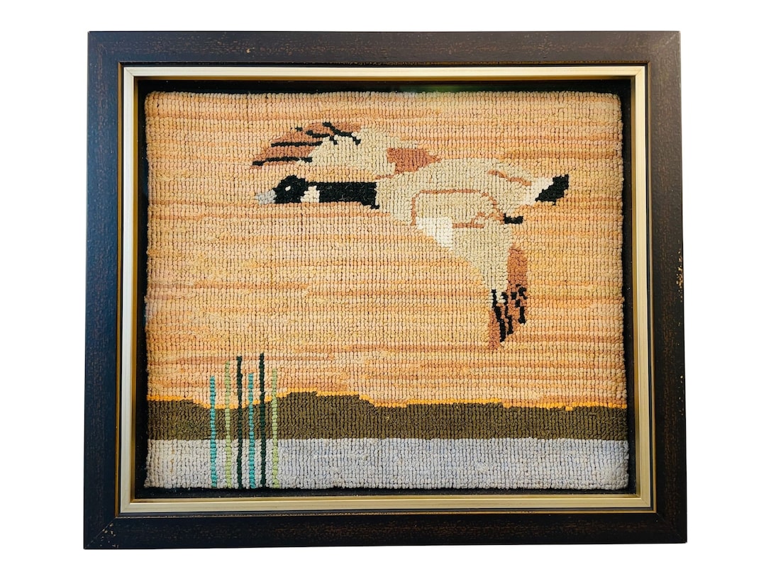 Vintage Small Framed Grenfell Mission Hooked Rug Canada Goose C. 1930s ...