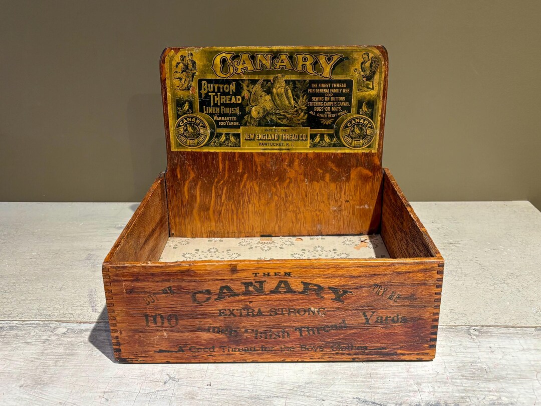 Antique Dovetailed Canary Button Thread General Store Display Box - Etsy