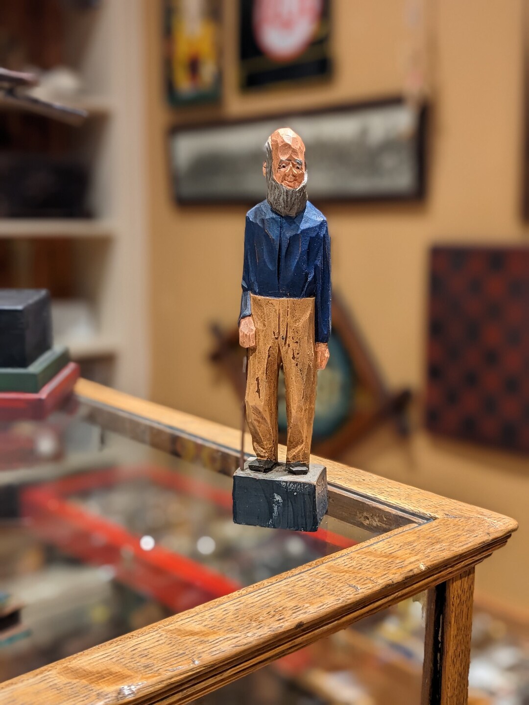 Vintage Quebec Folk Art Carving by Gerard Fortin - Bald Man With ...