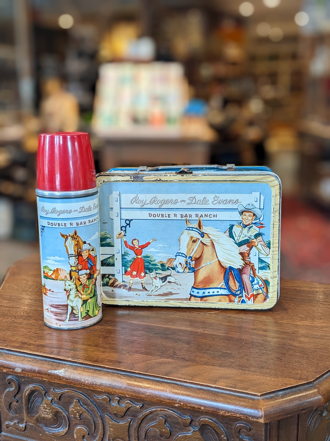 Vintage 1950's Roy Rogers & Dale Evans Metal Lunch Box and Thermos- No ...