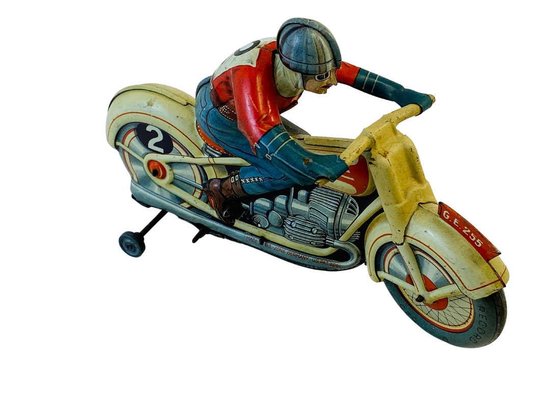 Early German Techno Fix GE255 Tin Litho Motorcycle Toy - Etsy