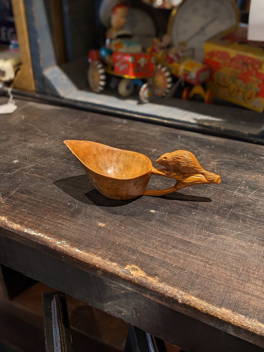 Vintage Hand Carved Canoe Cup With Beaver on Branch Handle - Etsy