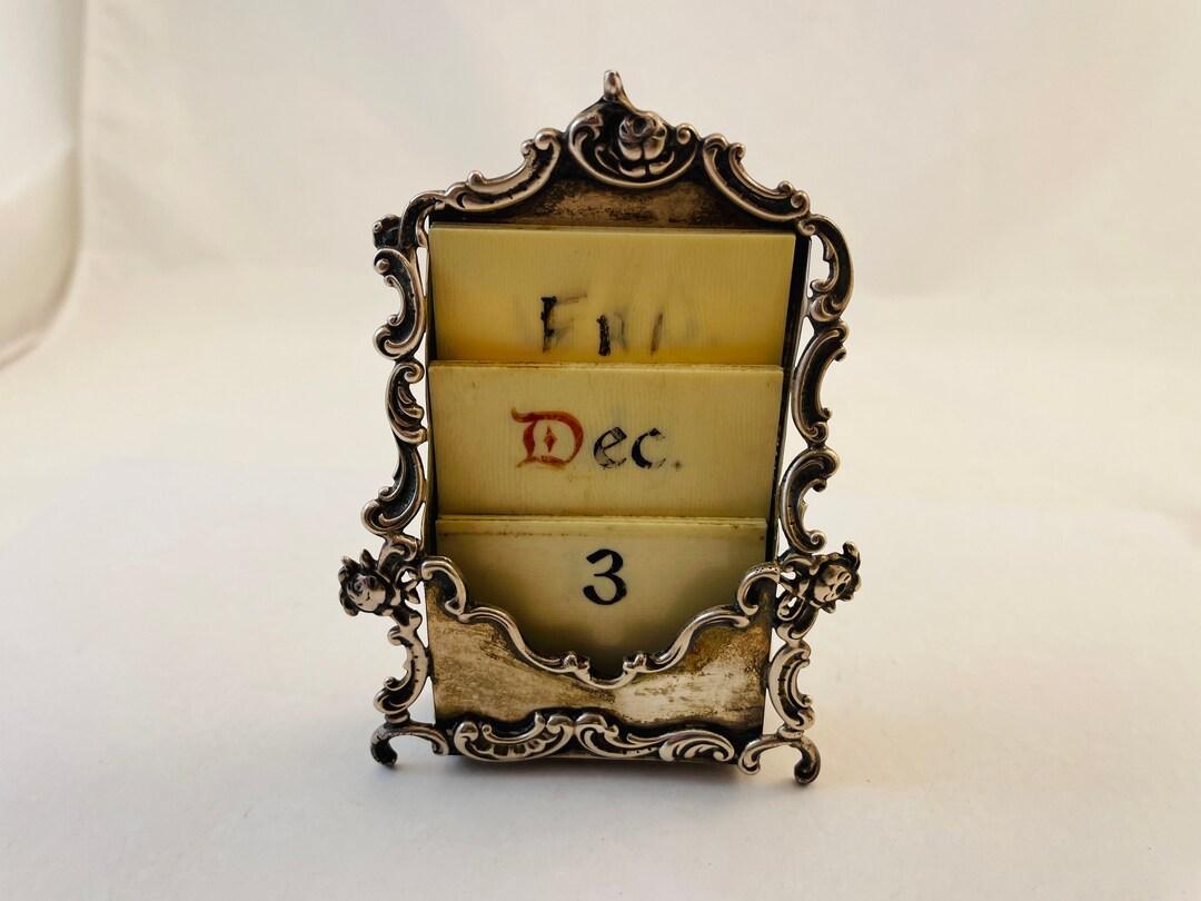 Vintage Sterling Silver Desk Calendar With White Cards - Etsy