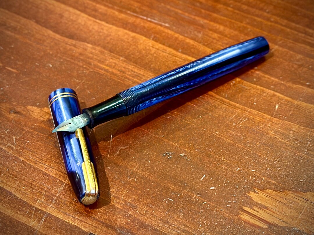 Waterman’s Light Blue Marble Fountain Pen With 14kt Gold Nib - Etsy