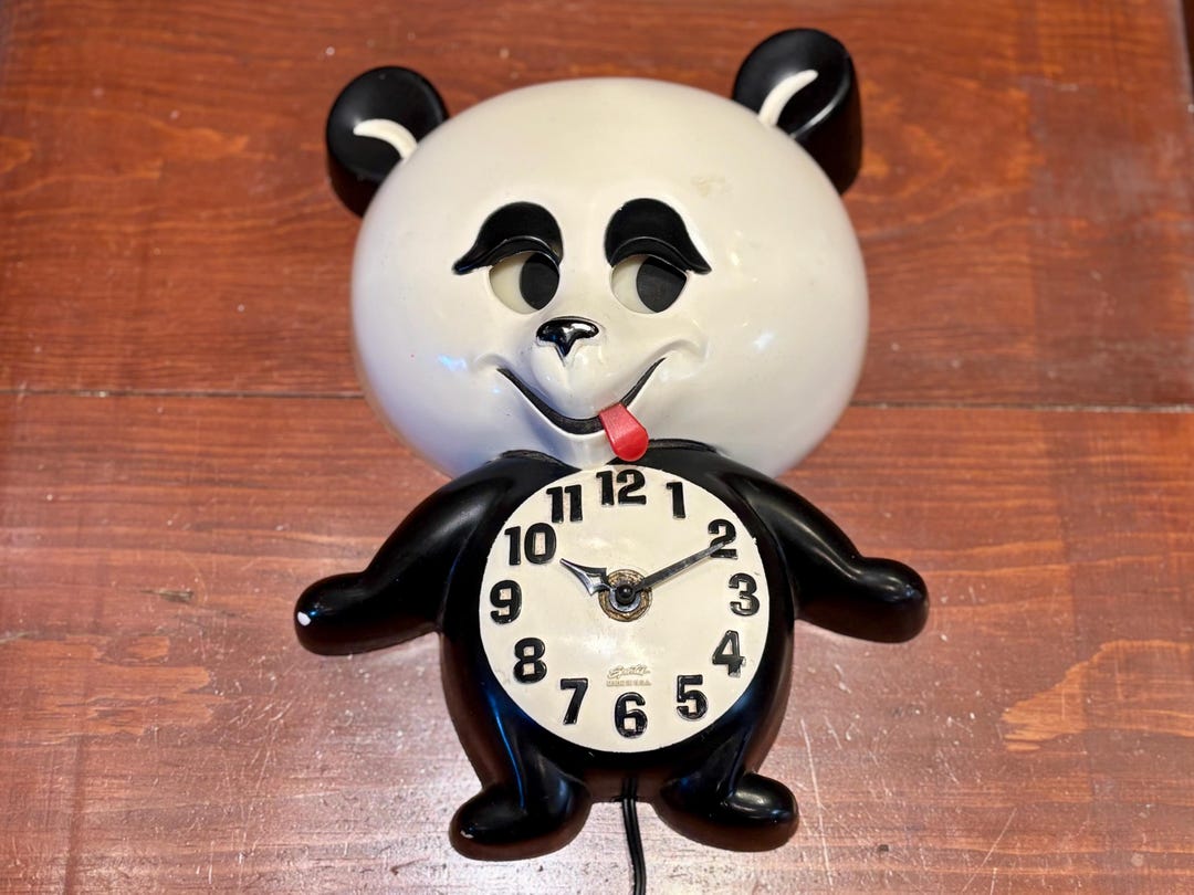 Vintage Spartus Panda Clock With Moving Eyes - Etsy
