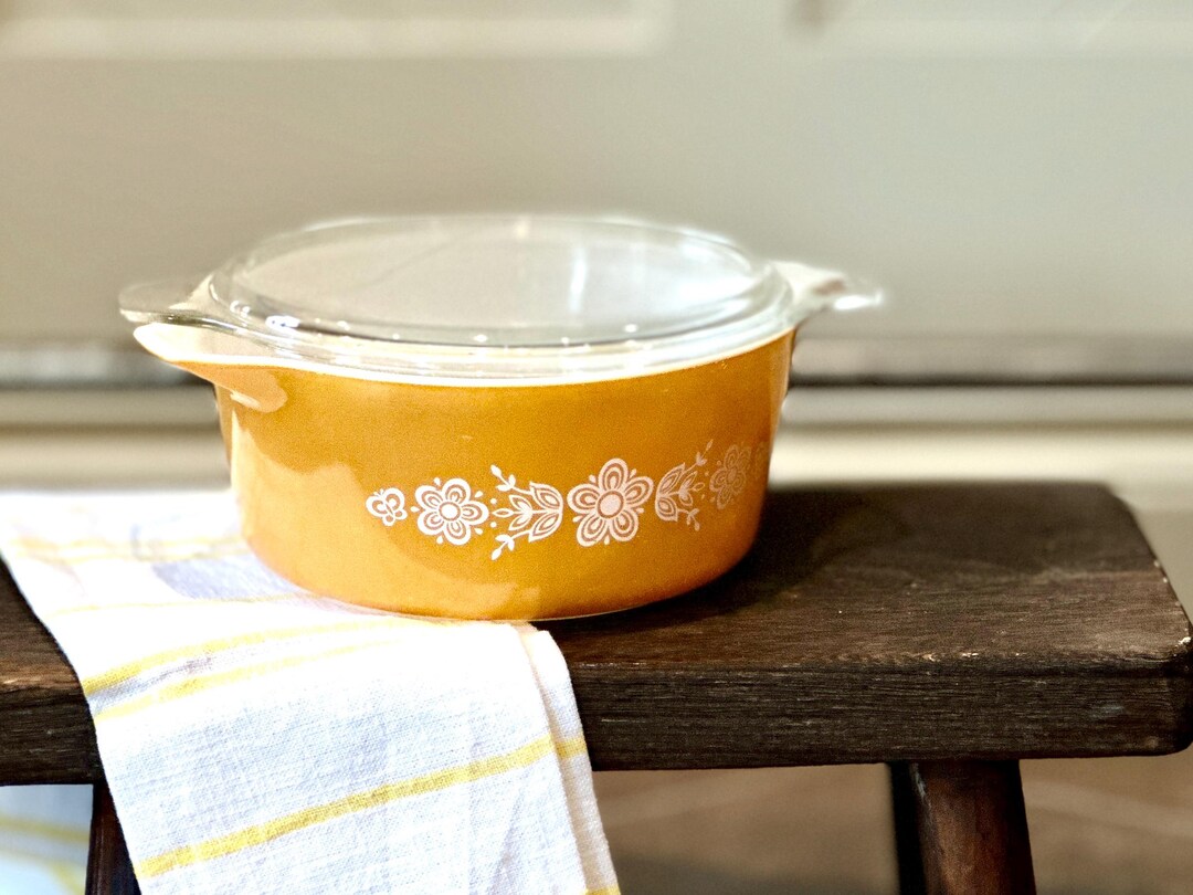 Vintage Golden Butterfly Pyrex Casserole Dish With Lid - Model No. 475B ...