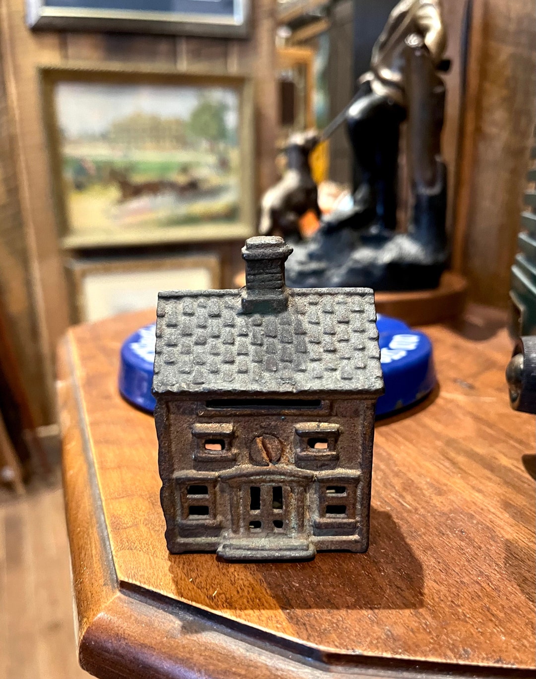 Vintage Cast Iron House Coin Bank: Collectible Cottage Decor - Etsy