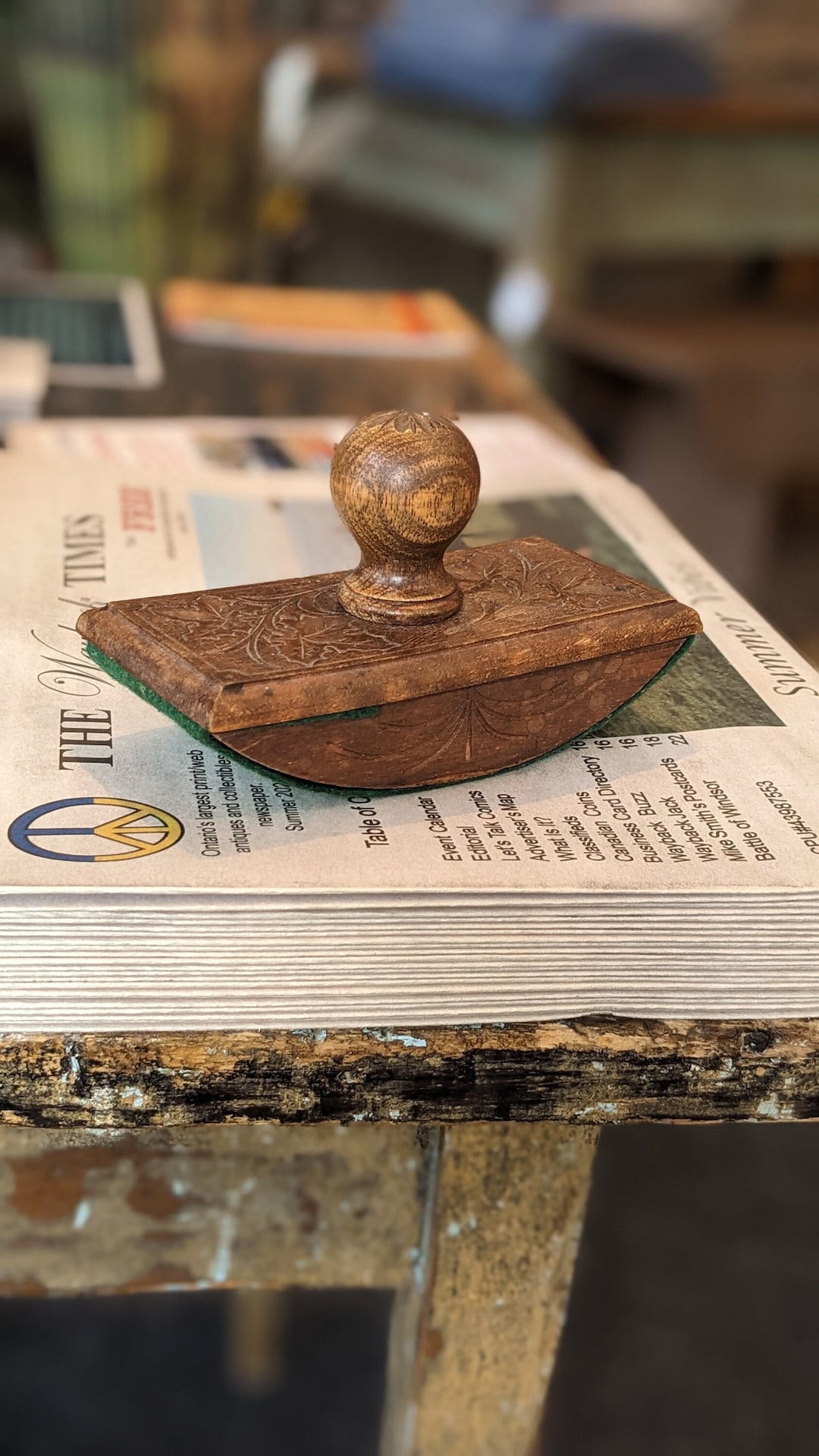 Antique Carved Wood Ink Roller Blotter C.1900, Writing, Calligraphy ...