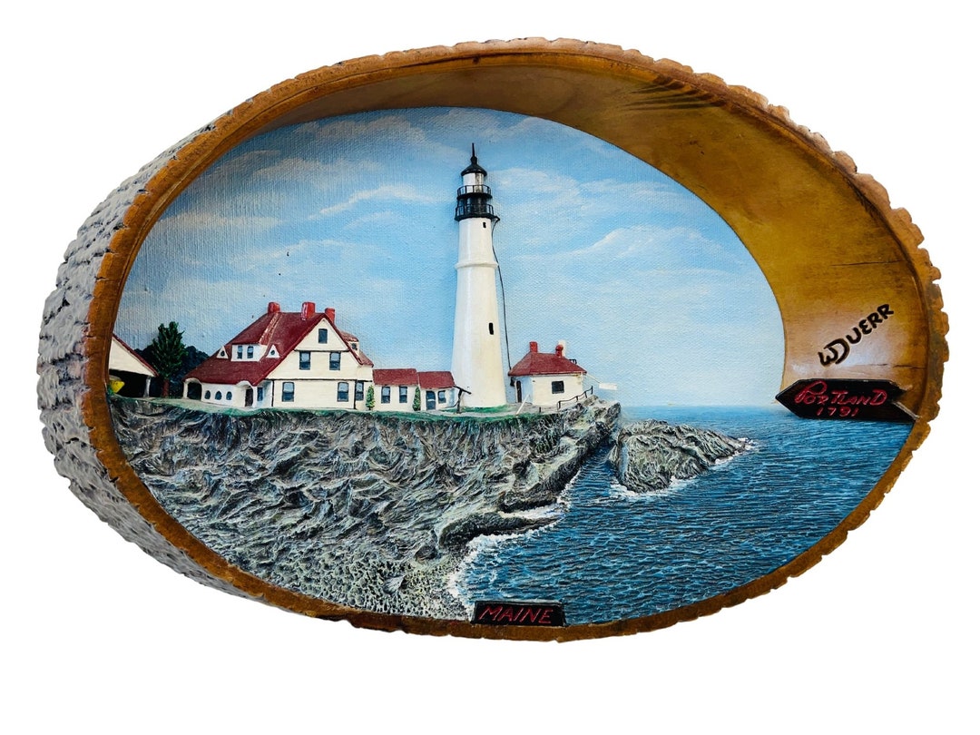 Vintage Carved Diorama by William Duerr- Maine Lighthouse - Etsy