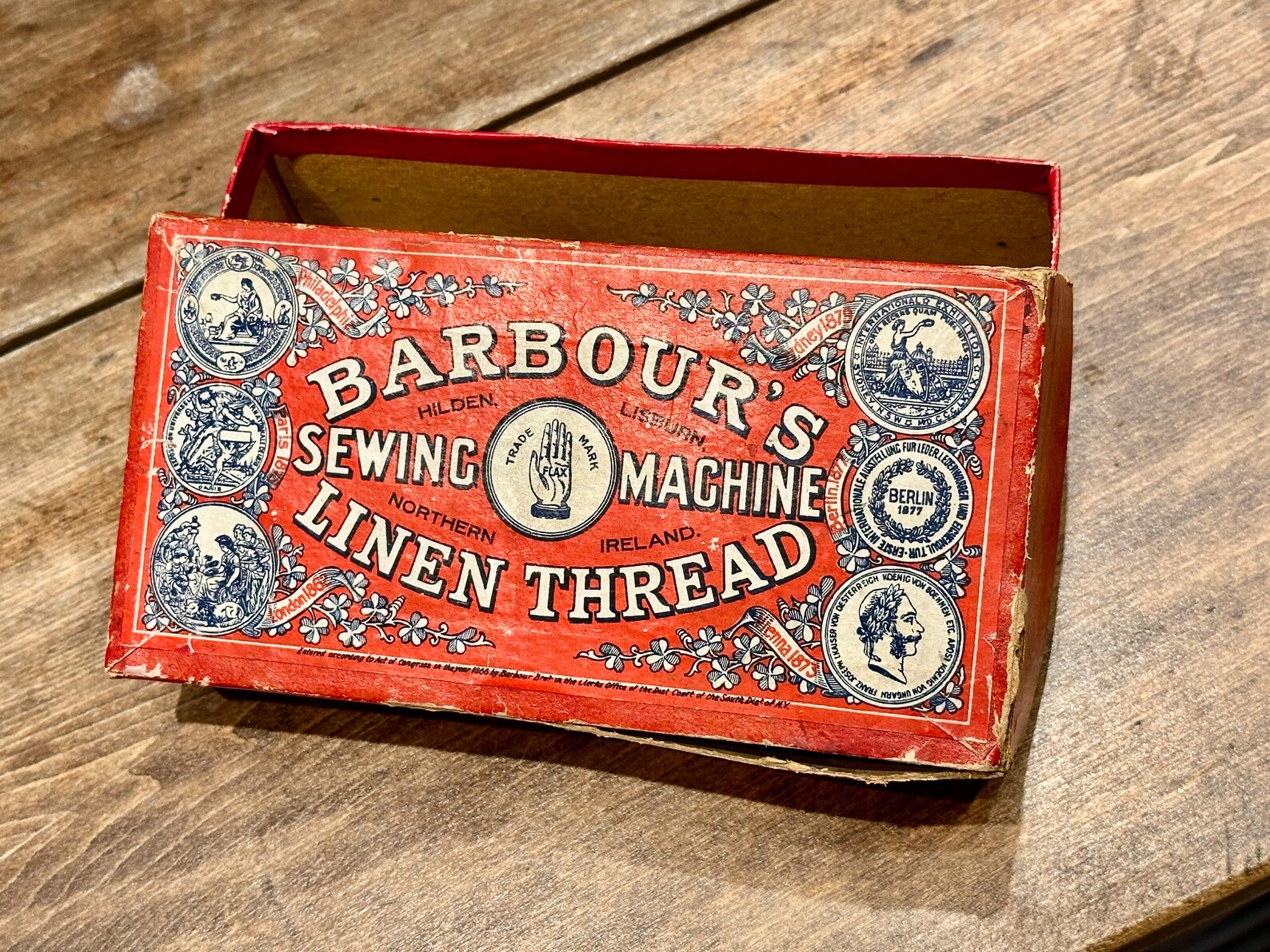 Antique Barbour's Sewing Machine Thread Spools and Original Box (set of ...