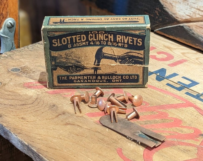The Parmenter & Bulloch Co. Rivets Box- Gananoque Ontario, Tools, Collectable, Advertising ...