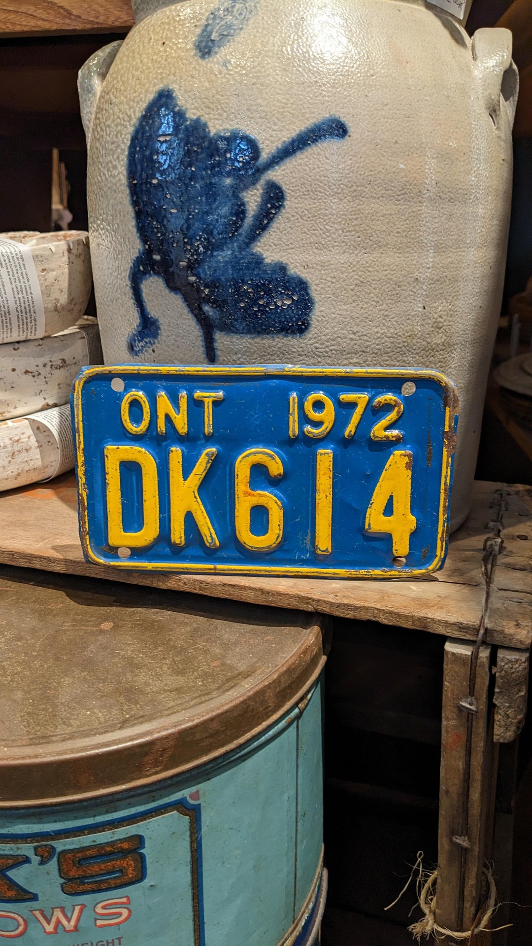 1972 Blue and Yellow Ontario License Plate DK614 - Etsy