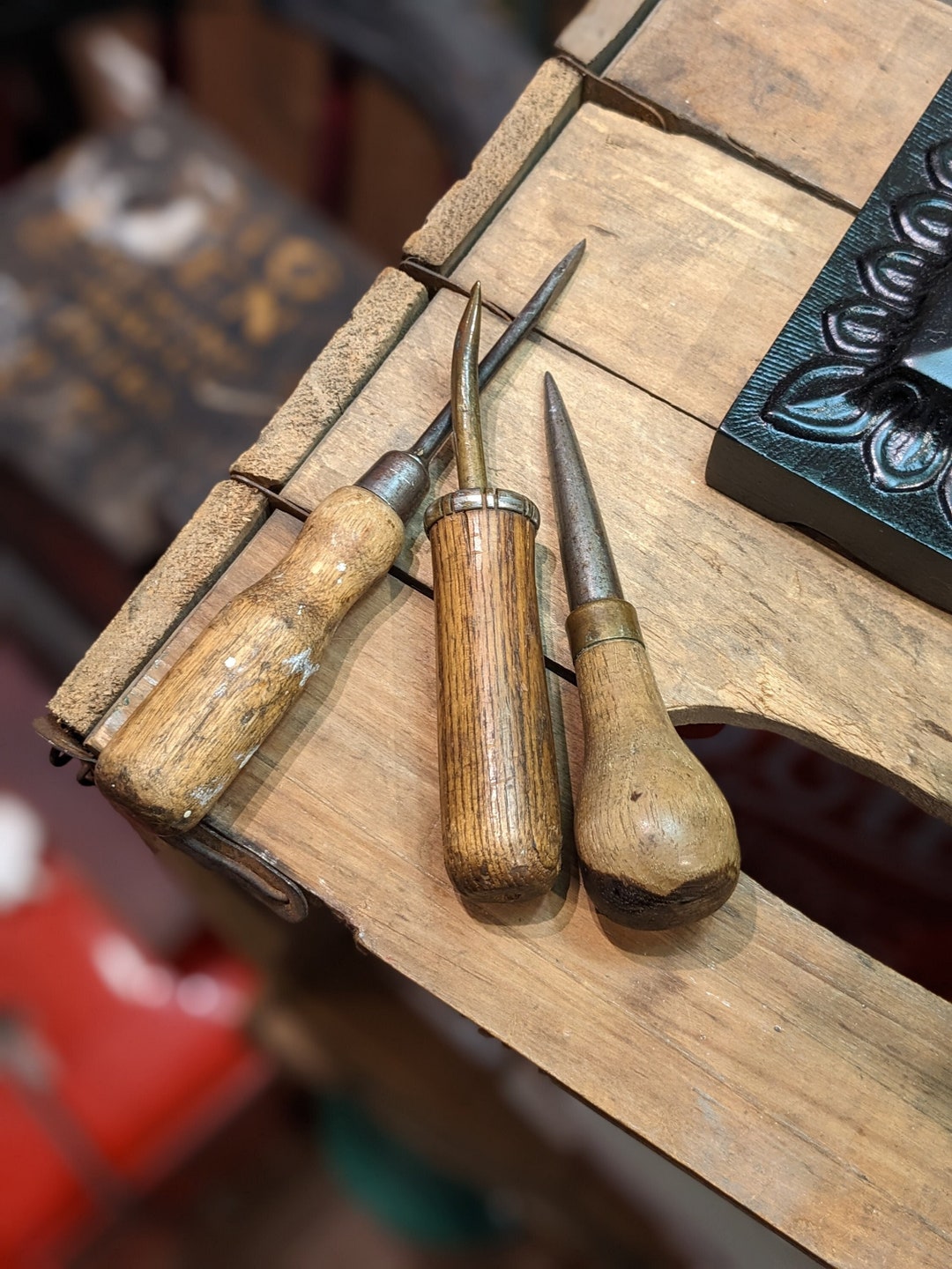 3 Vintage Wooden Handle Tools - Etsy