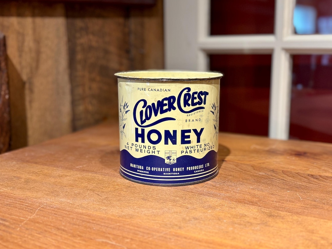 Vintage 4lb Clover Crest Honey Tin - Etsy