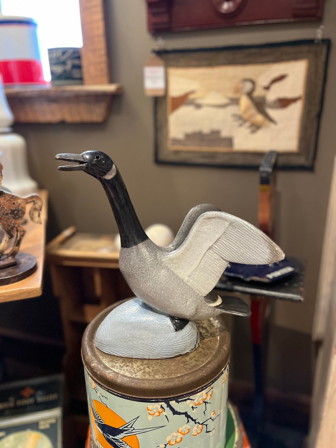 Jarko Zavi Large Canadian Goose Ceramic Sculpture- Calling Mate - Etsy
