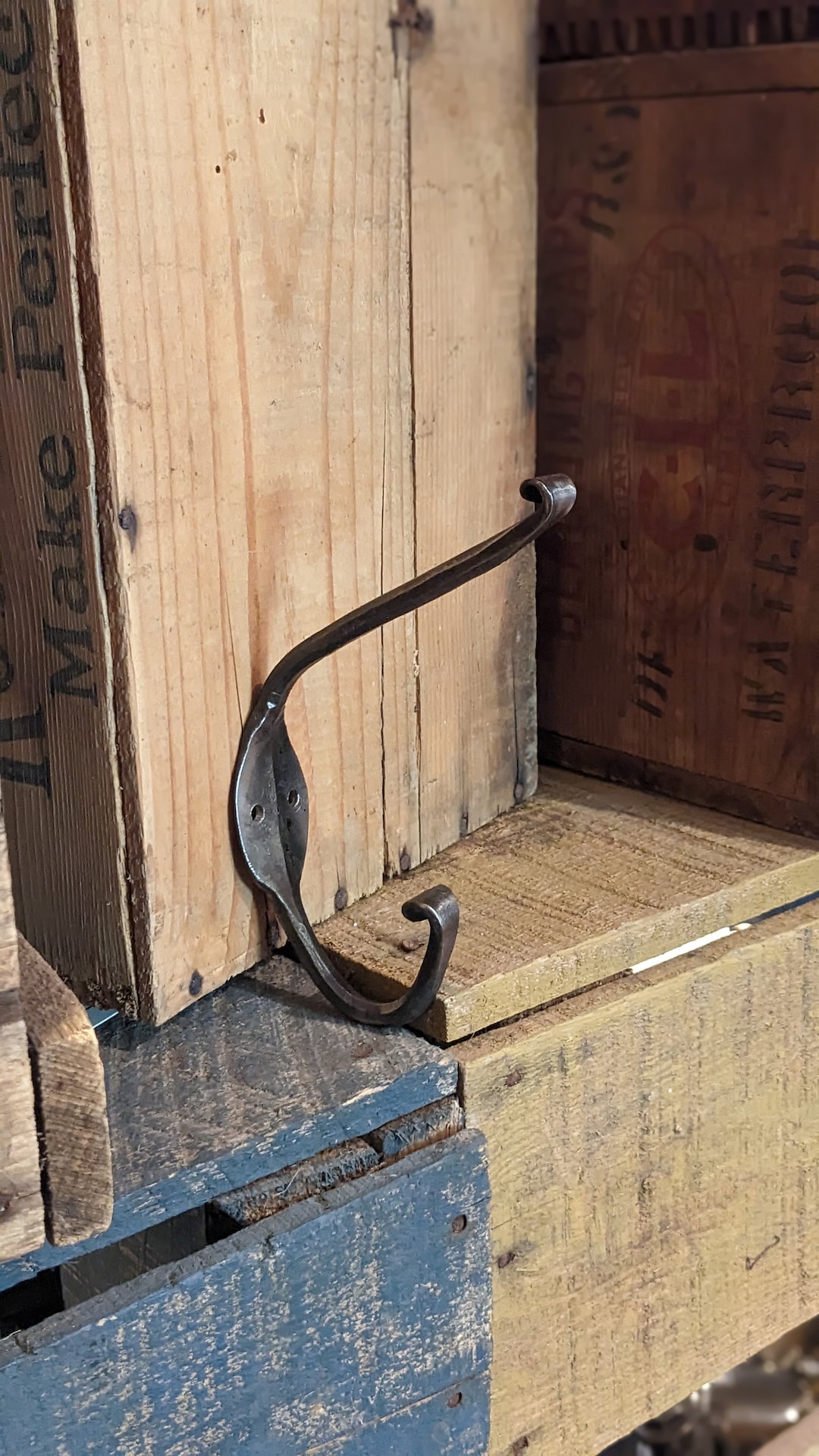 Hand Forged Hammered Double Hook - Etsy